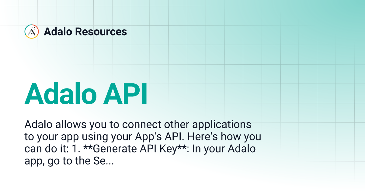 Adalo API | Adalo Resources