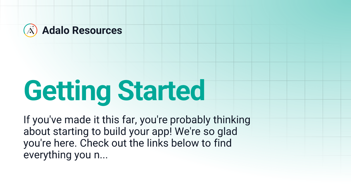 Getting Started | Adalo Resources