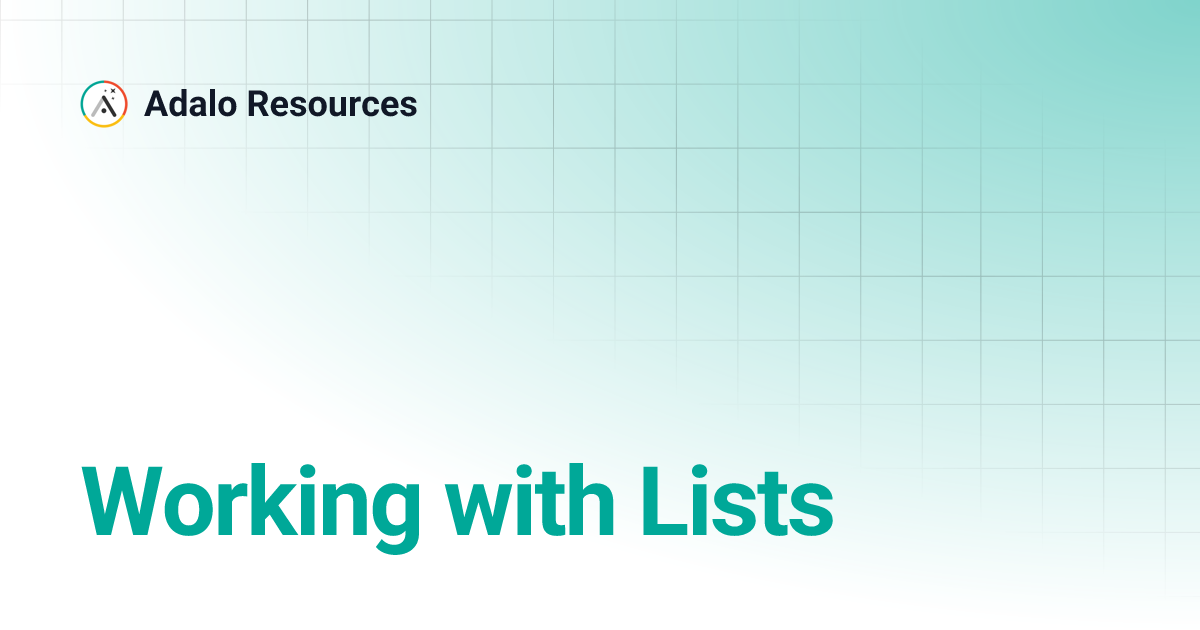 Working with Lists | Adalo Resources