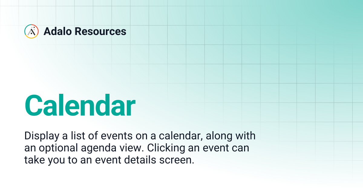 Calendar | Adalo Resources