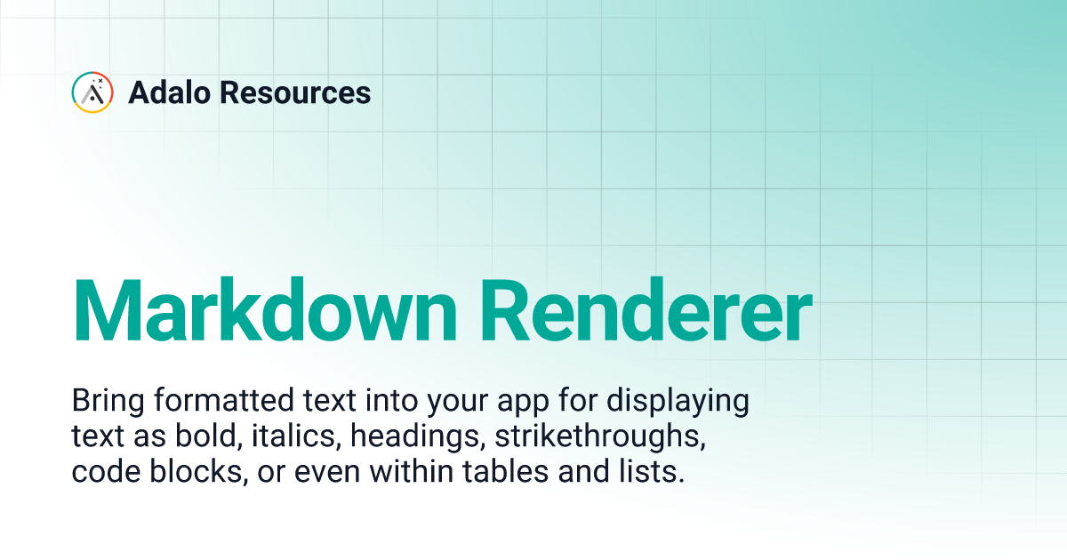 Markdown Renderer | Adalo Resources