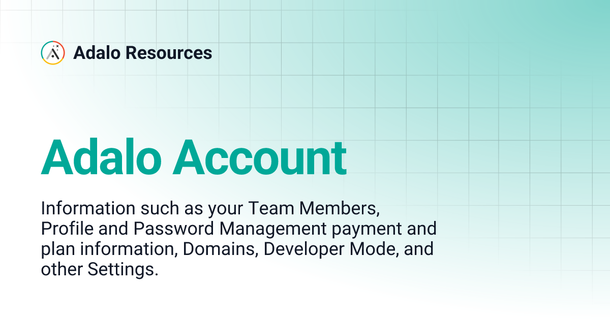 Adalo Account | Adalo Resources
