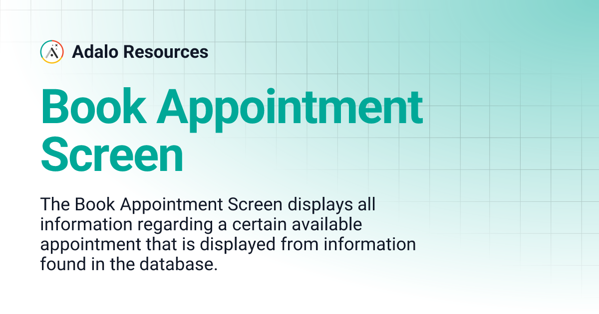 Book Appointment Screen | Adalo Resources