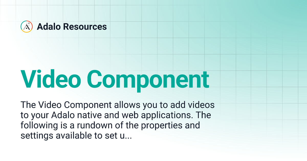 Video Component | Adalo Resources