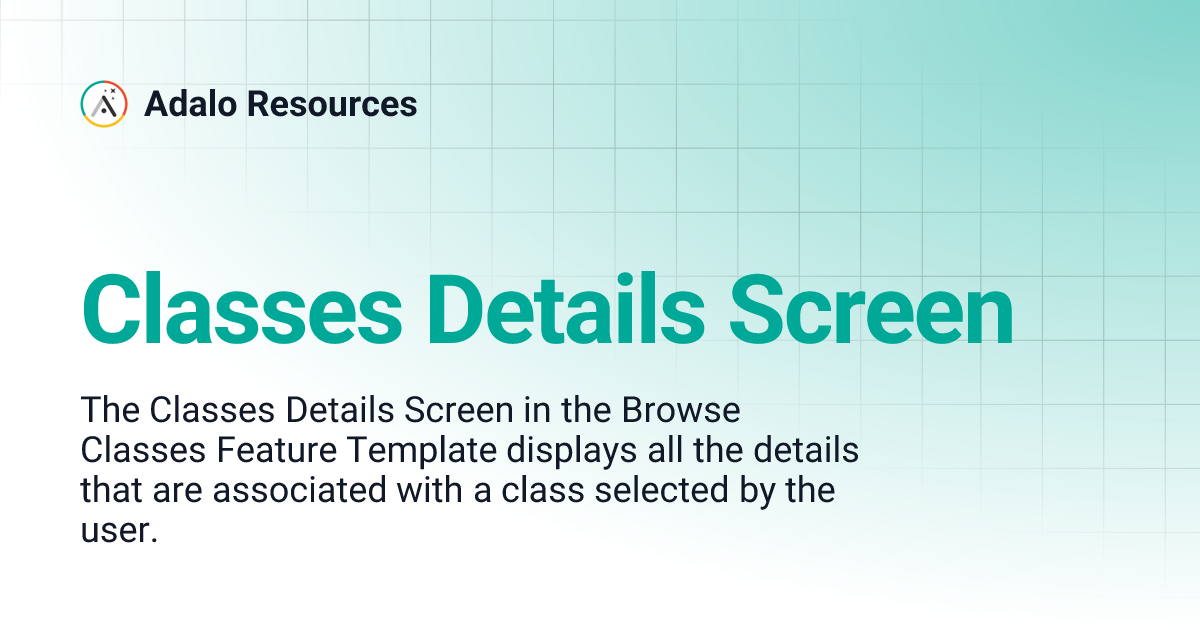 Classes Details Screen | Adalo Resources